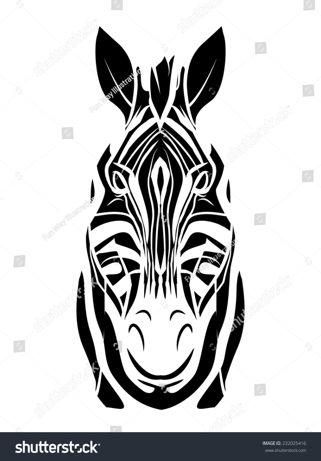 Zebra Head Tattoo Stock Vector (Royalty Free) 232025416 | Shutterstock