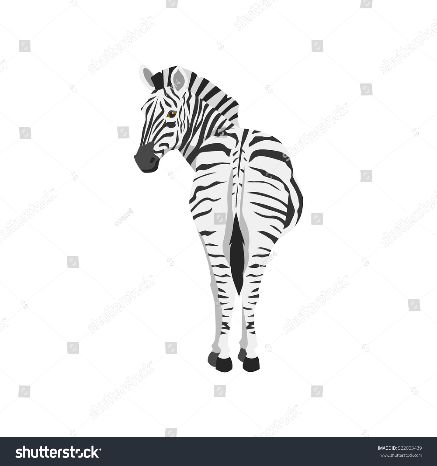 Zebra Illustration Back View Stock Vector (Royalty Free) 522003439