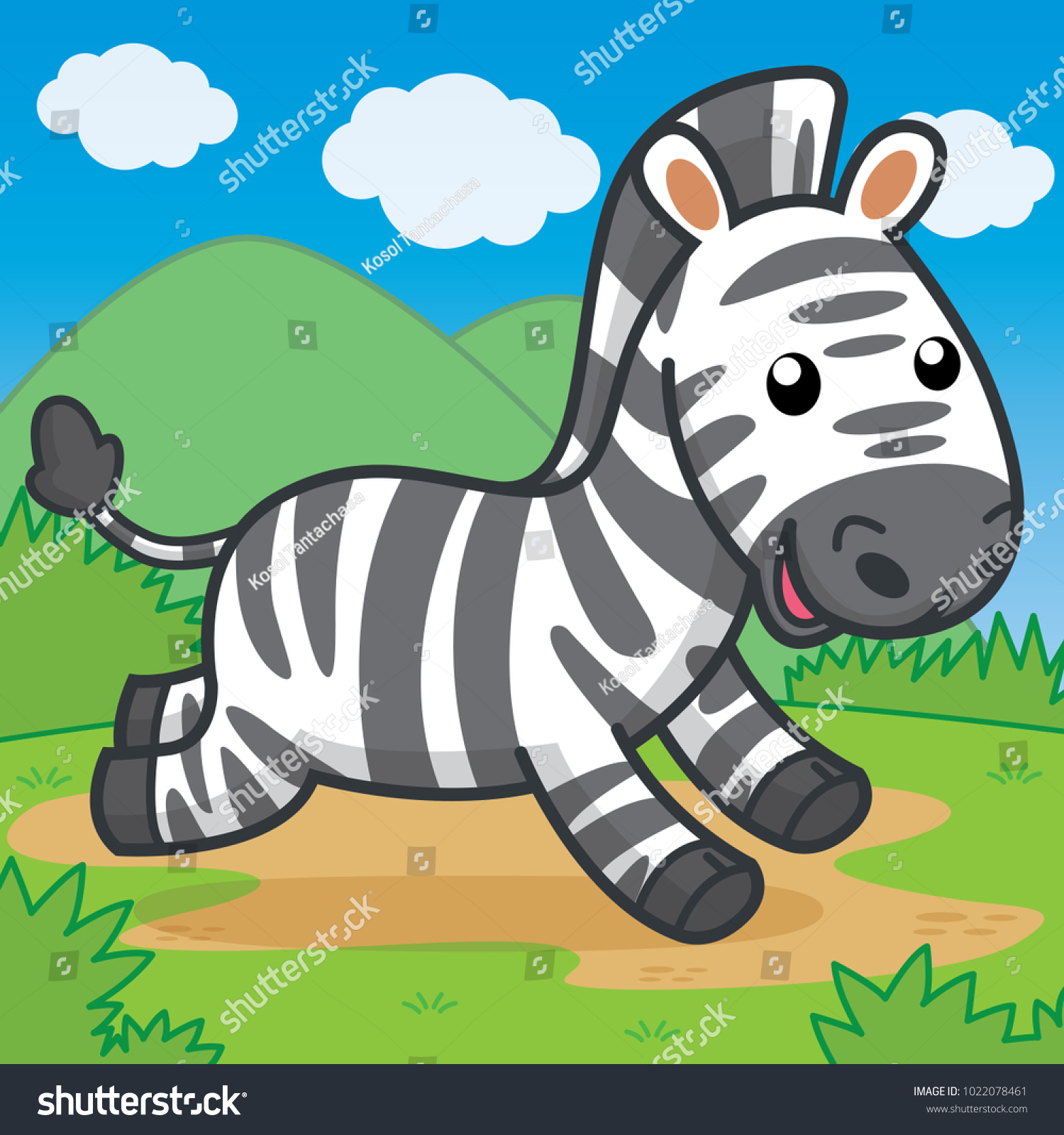 Zebra Running Cute Vector Cute Cartoon: เวกเตอร์สต็อก (ปลอดค่าลิขสิทธิ์ ...