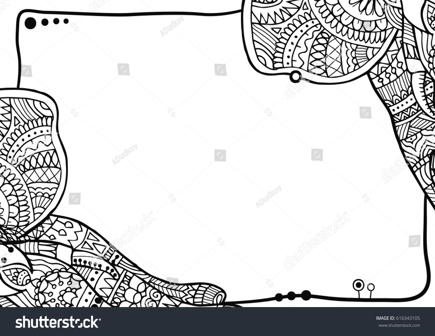Zentangle Abstract Frame Border Banner Template: vector de stock (libre ...
