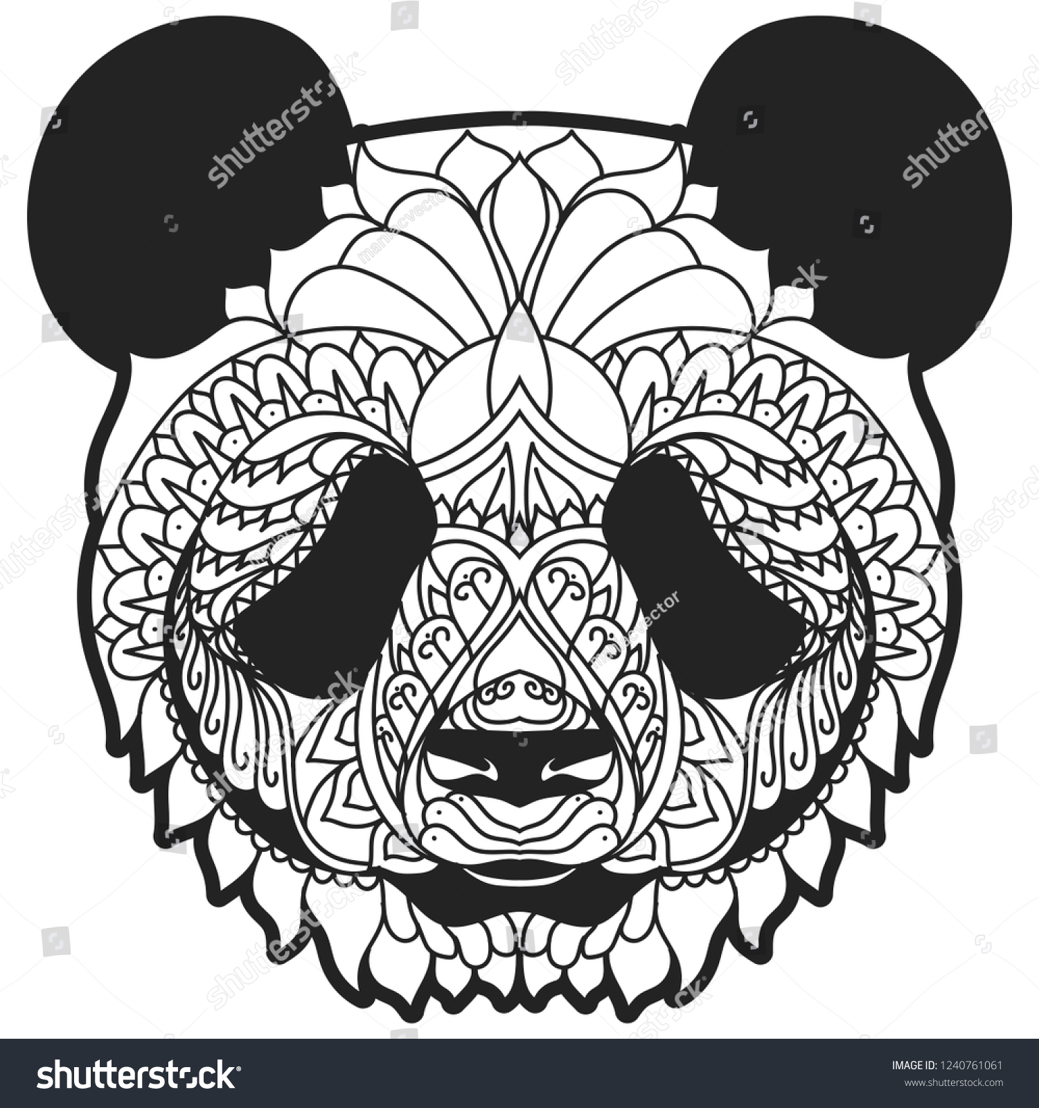 Zentangle Panda Vector Illustration Stock Vector (Royalty Free) 1240761061