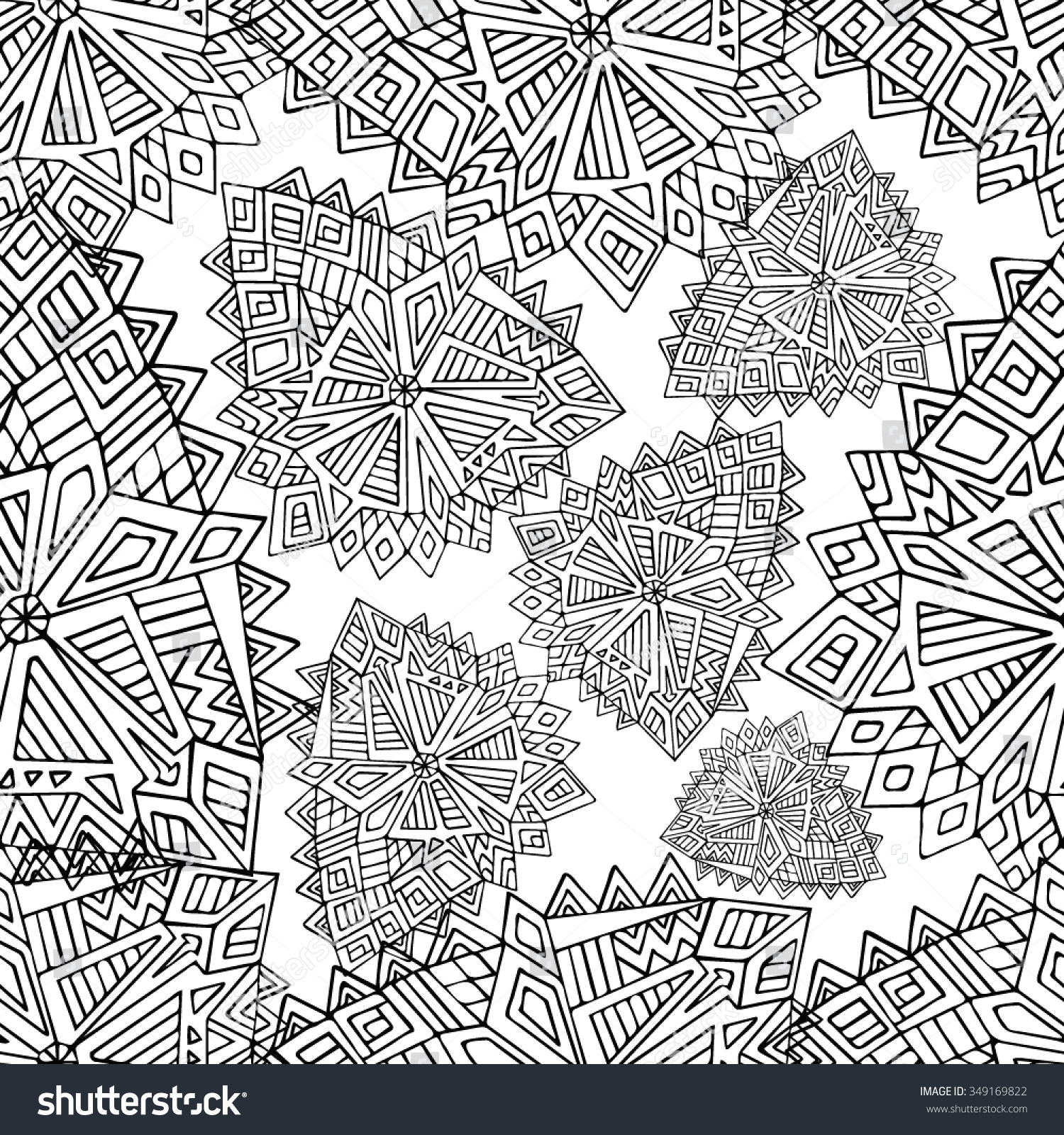 Zentangle Seamless Pattern Black White Background Stock Vector (Royalty ...
