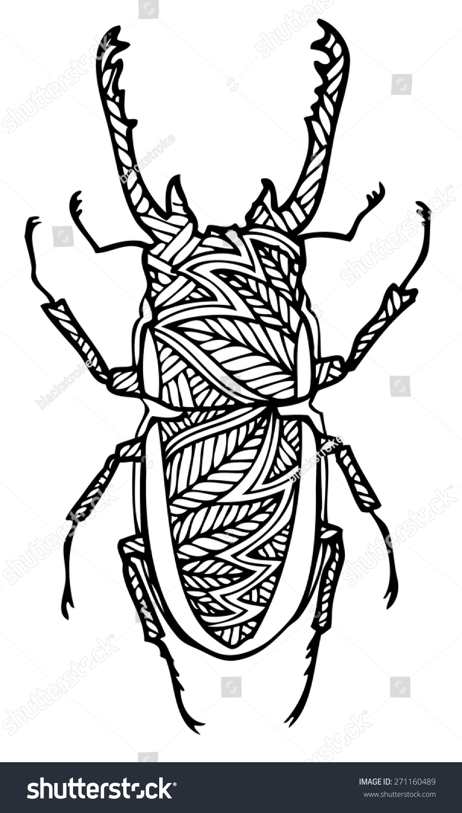 Zentangle Style Beatle Vector Illustration Stock Vector (Royalty Free ...