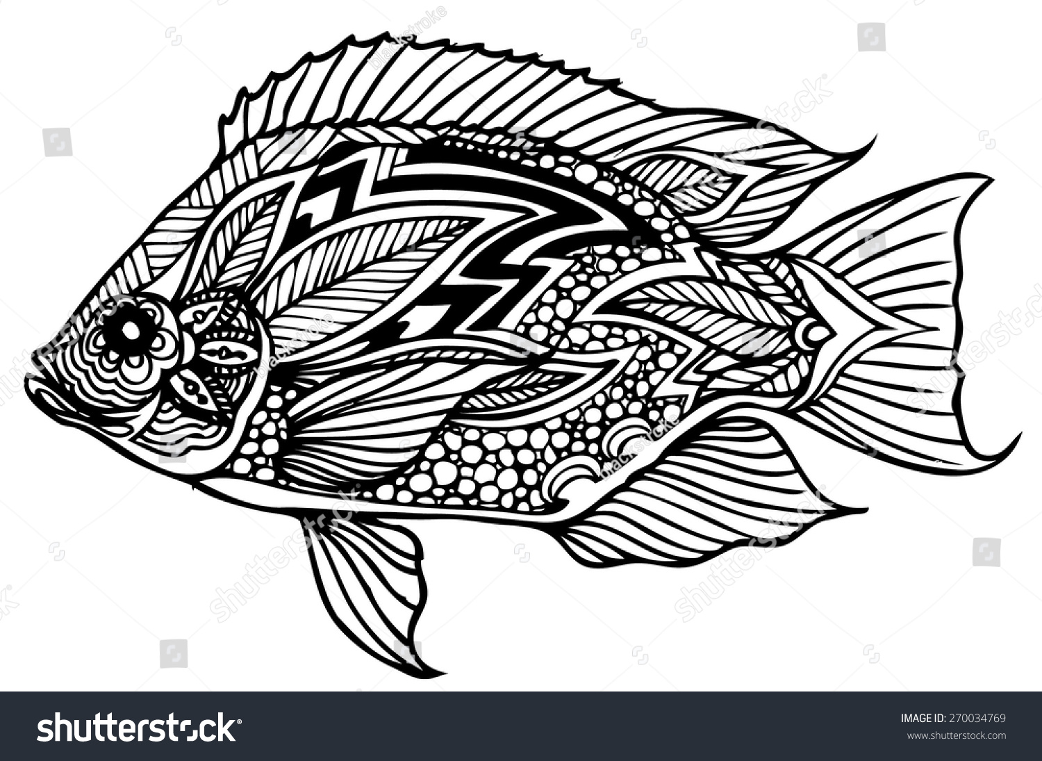 Zentangle Style Fish Vector Stock Vector 270034769 - Shutterstock