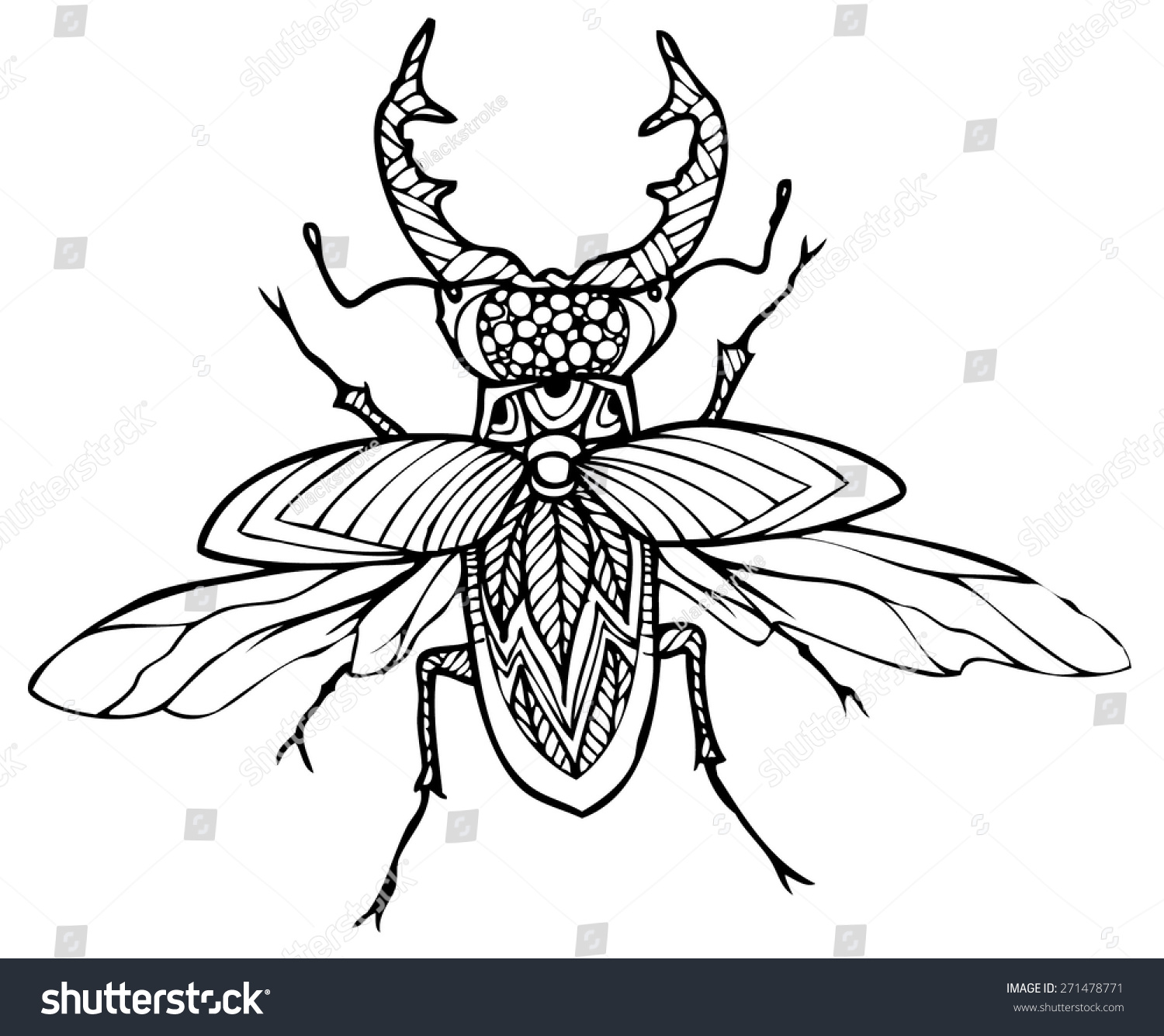 Zentangle Style Insect Vector Illustration 스톡 벡터(로열티 프리) 271478771 ...