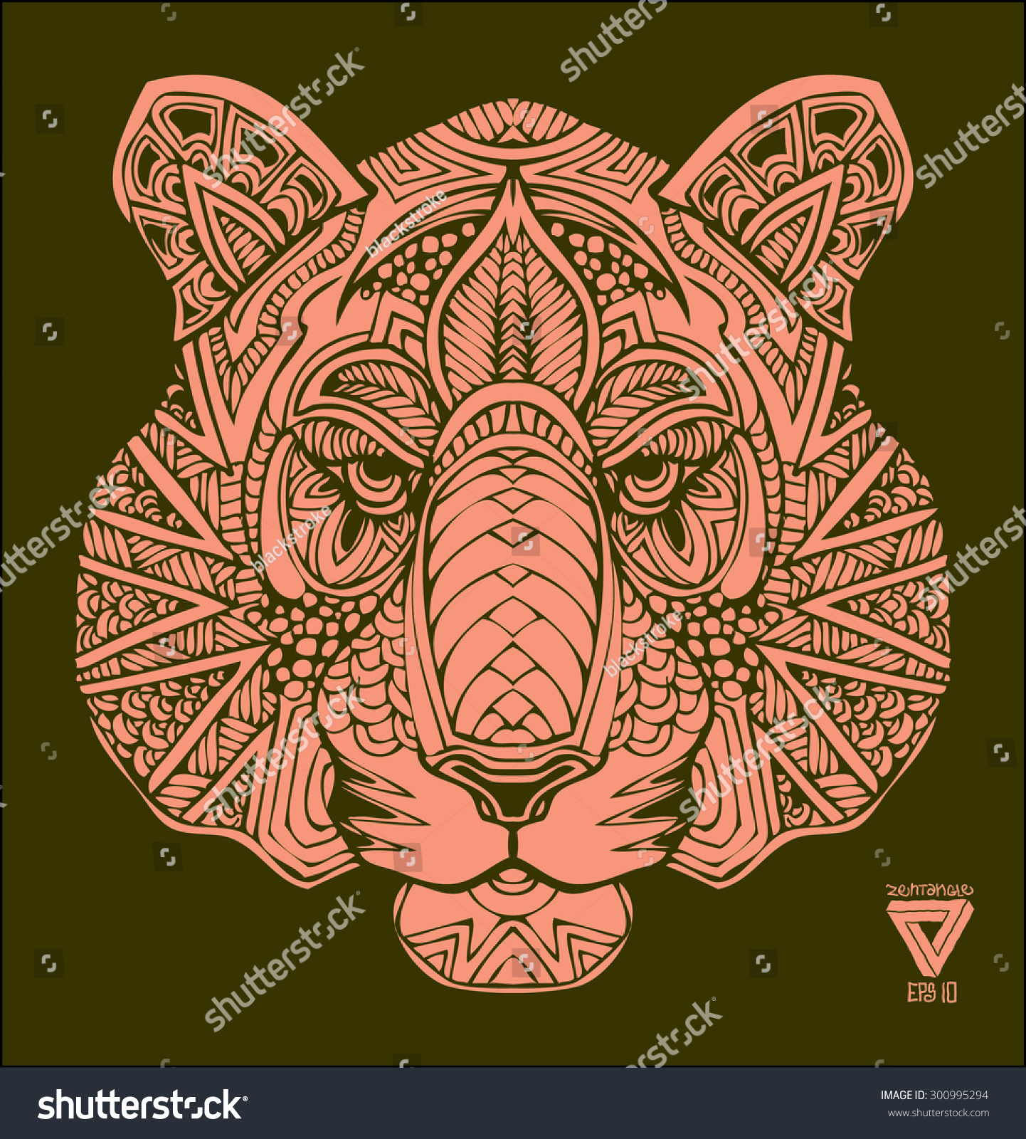 Zentangle Tiger Vector Illustration Stock Vector (Royalty Free) 300995294