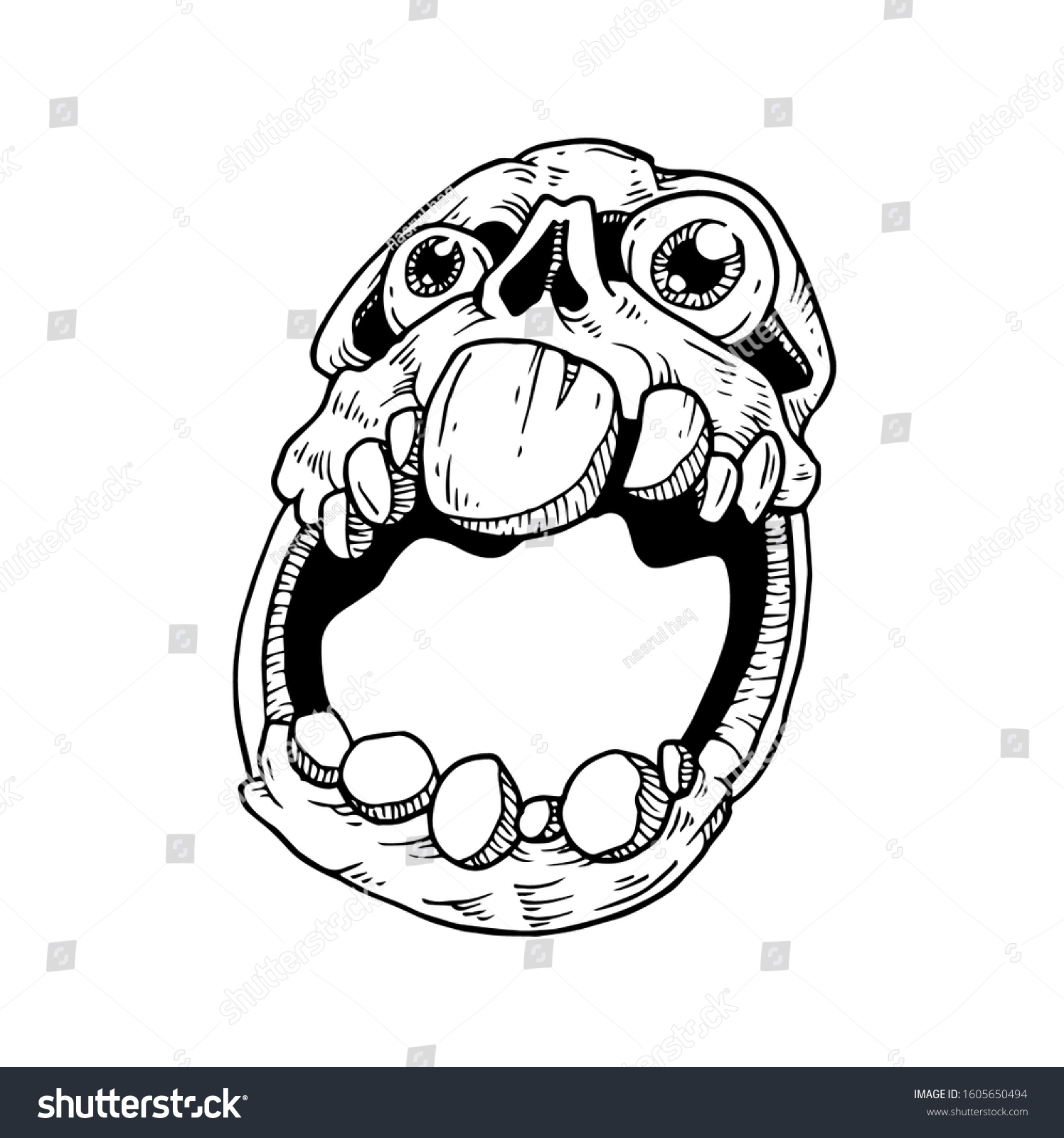 Zero Number Skull Drawing Vector Design 스톡 벡터(로열티 프리) 1605650494 ...