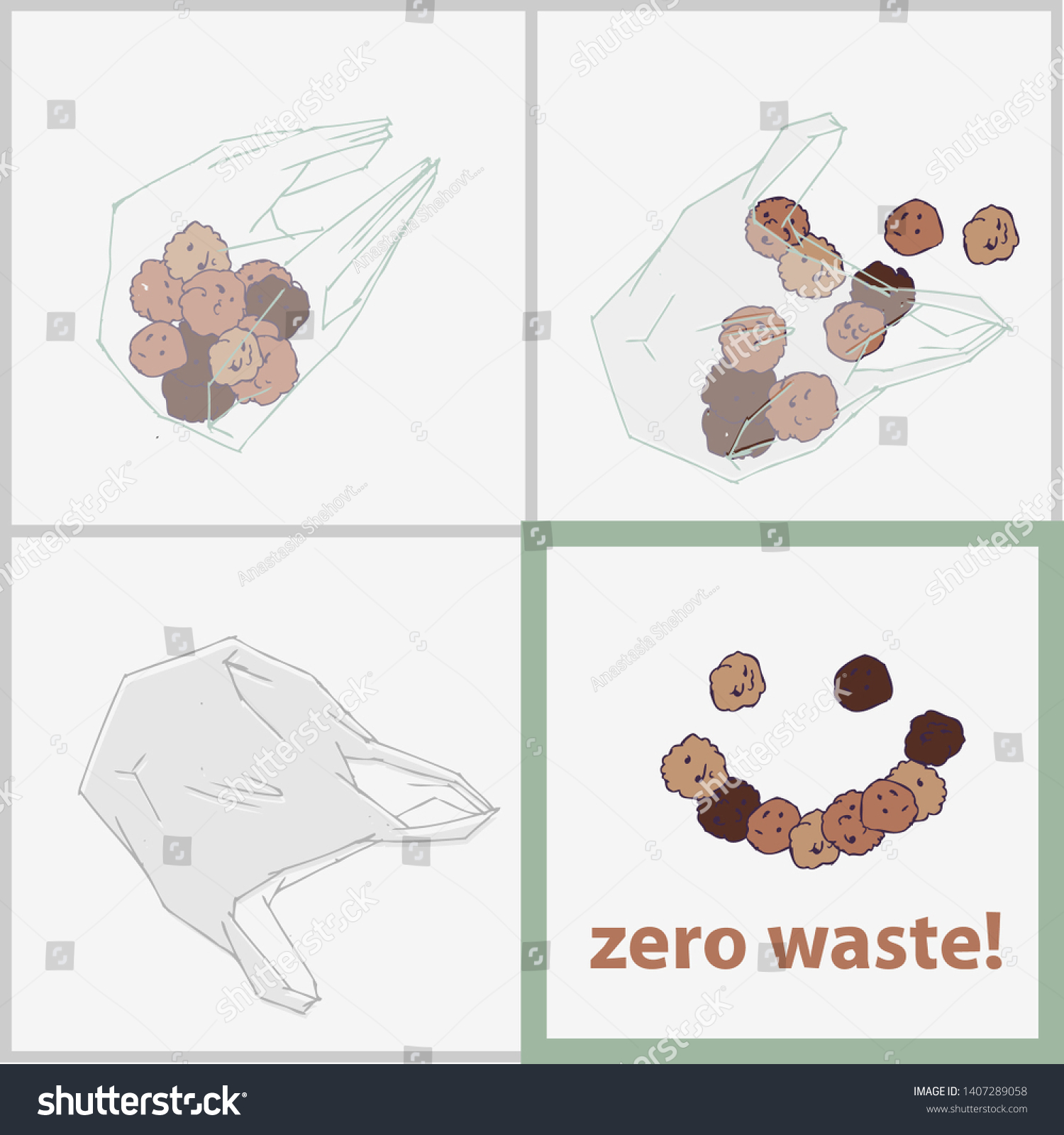 Zero Waste Food Without Packaging Stock Vector (Royalty Free) 1407289058