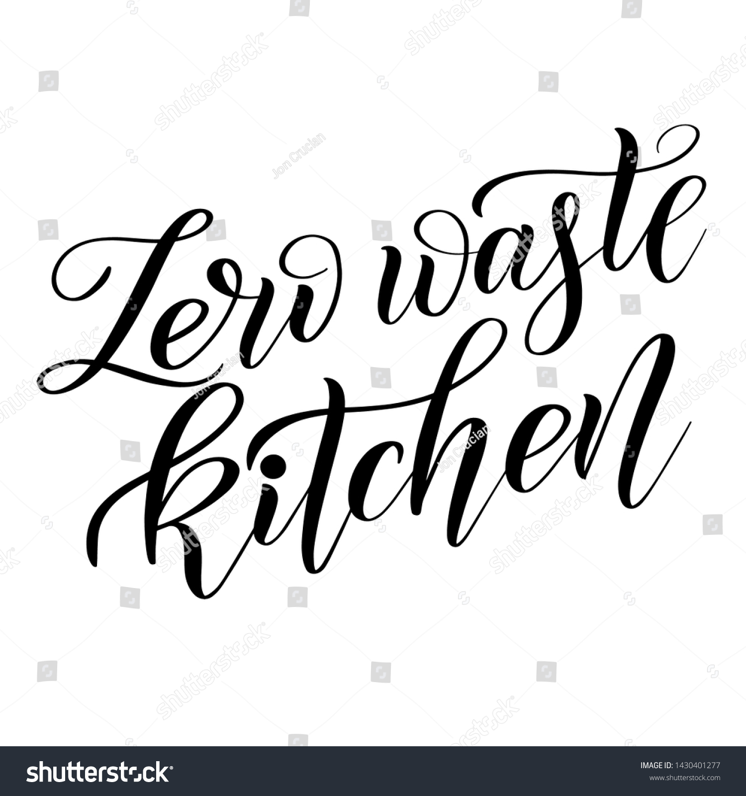 Zero Waste Kitchen Black Isolated Cursive 스톡 벡터(로열티 프리) 1430401277