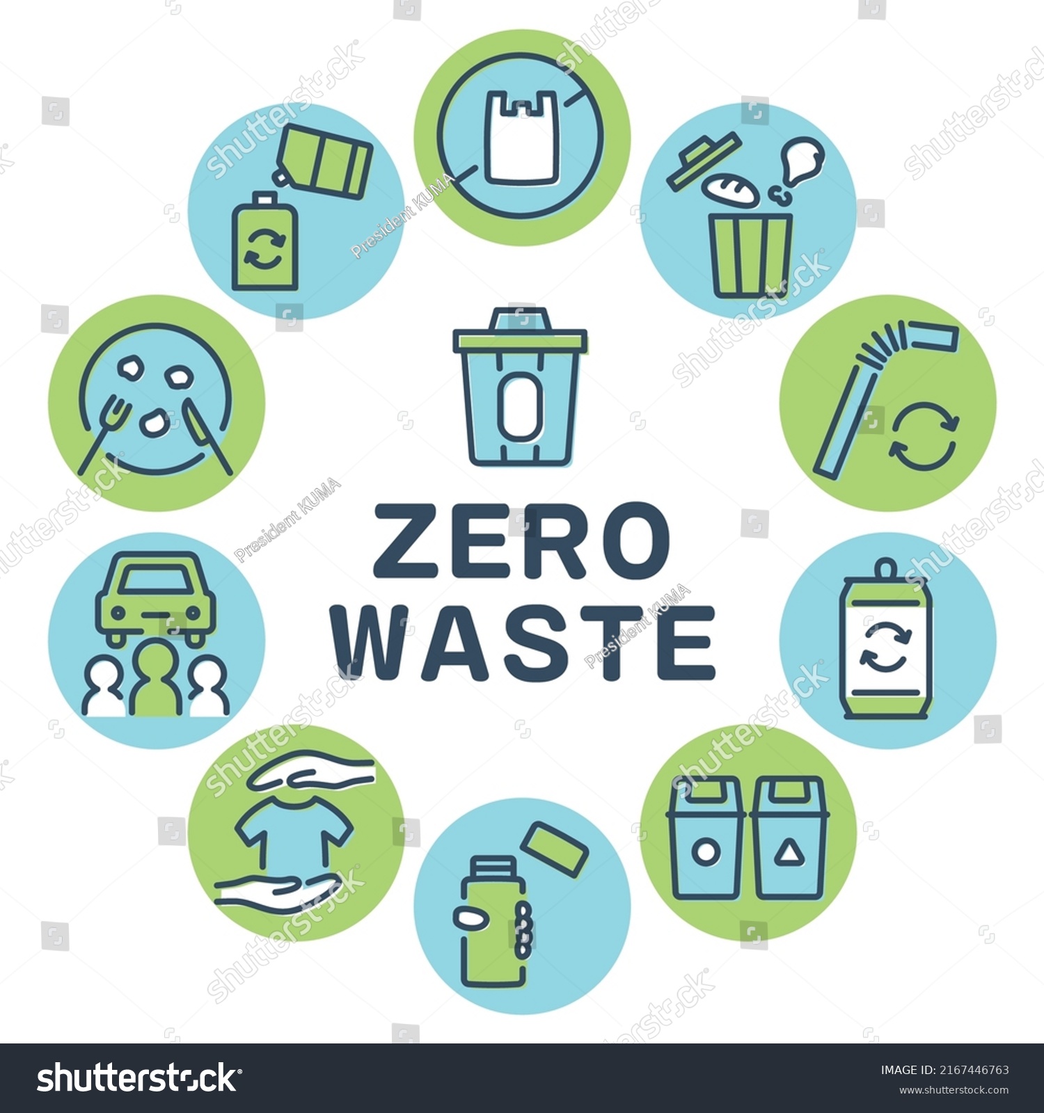 Zero Waste Vector Colorful Icon Round Stock Vector (Royalty Free ...