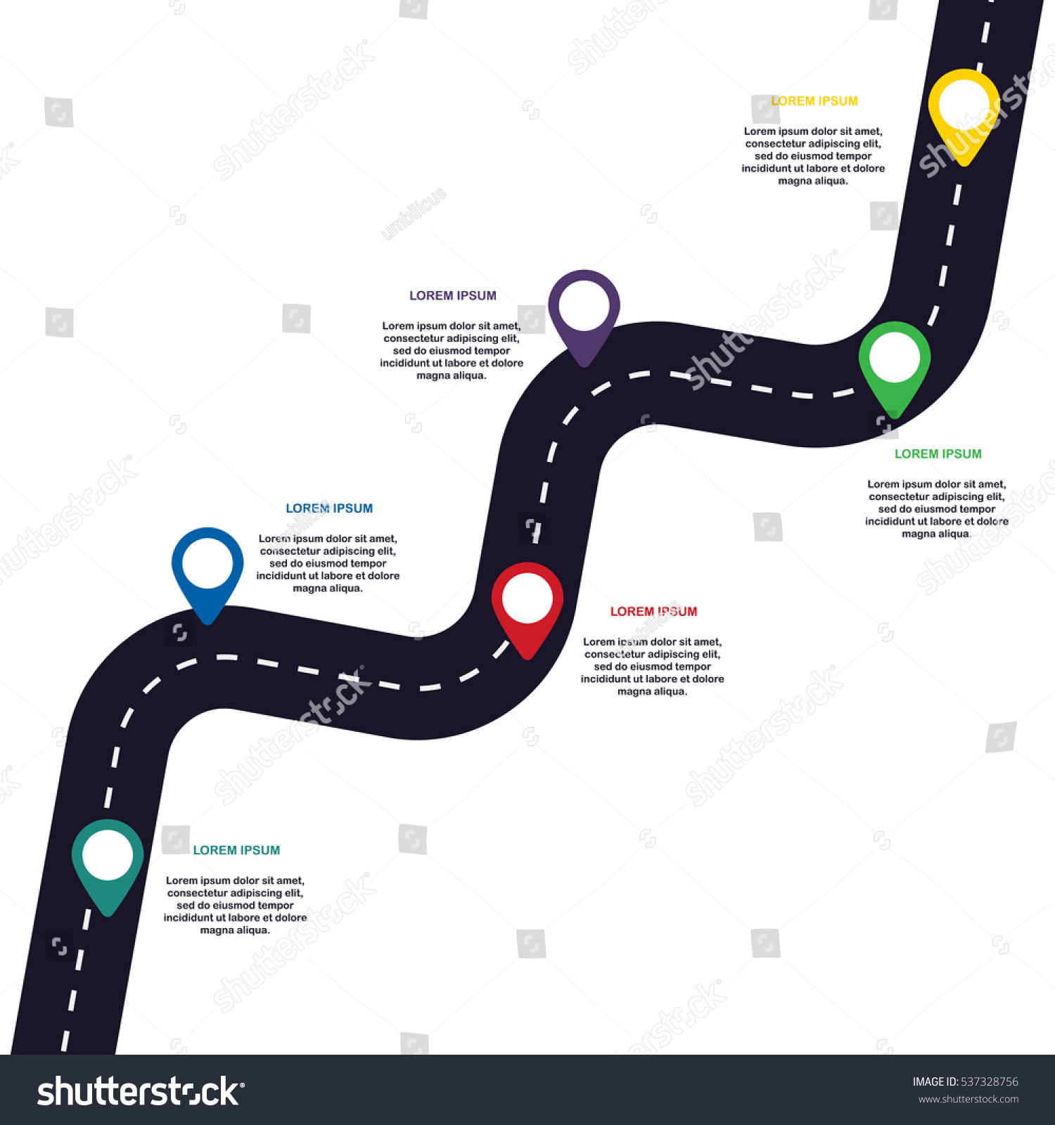 Zigzag Asphalt Road Pinpointers Vector Eps Stock Vector (Royalty Free ...
