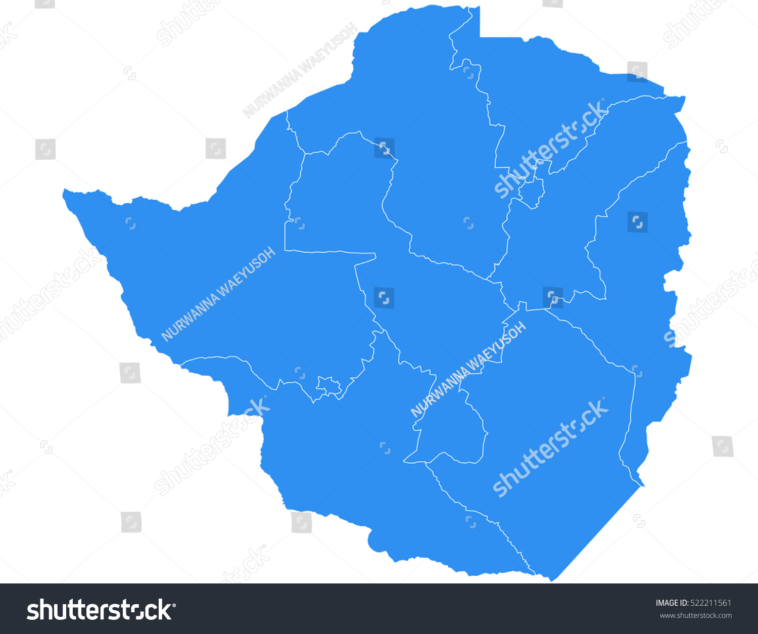 Zimbabwe Blue Map On White Background Stock Vector (Royalty Free) 522211561