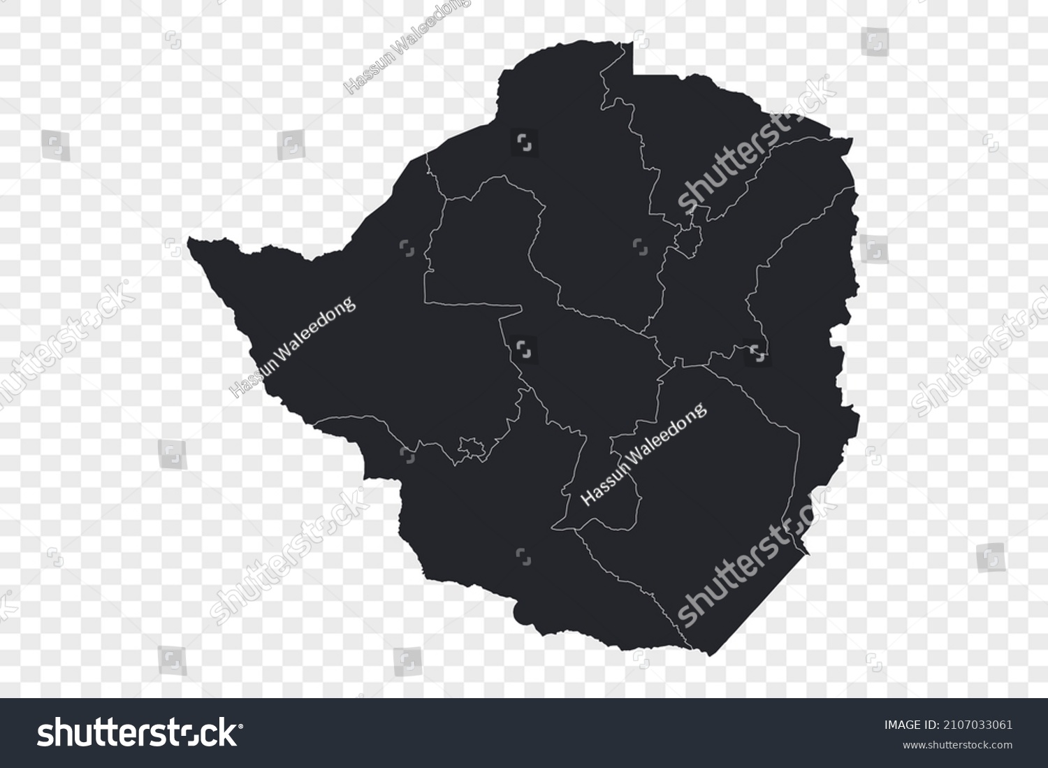 Zimbabwe Map Vector Isolated On Transparent Stock Vector (Royalty Free ...