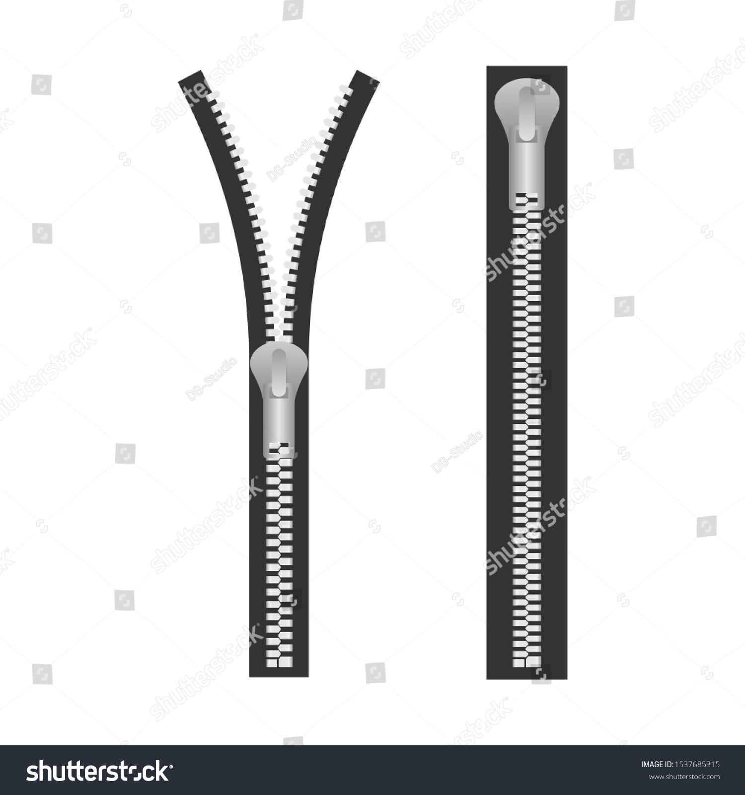 Zippers Type Set Fastener Metallic Closed: vector de stock (libre de ... Zippers Type Set Fastener Metallic Closed: vector de stock (libre de ...