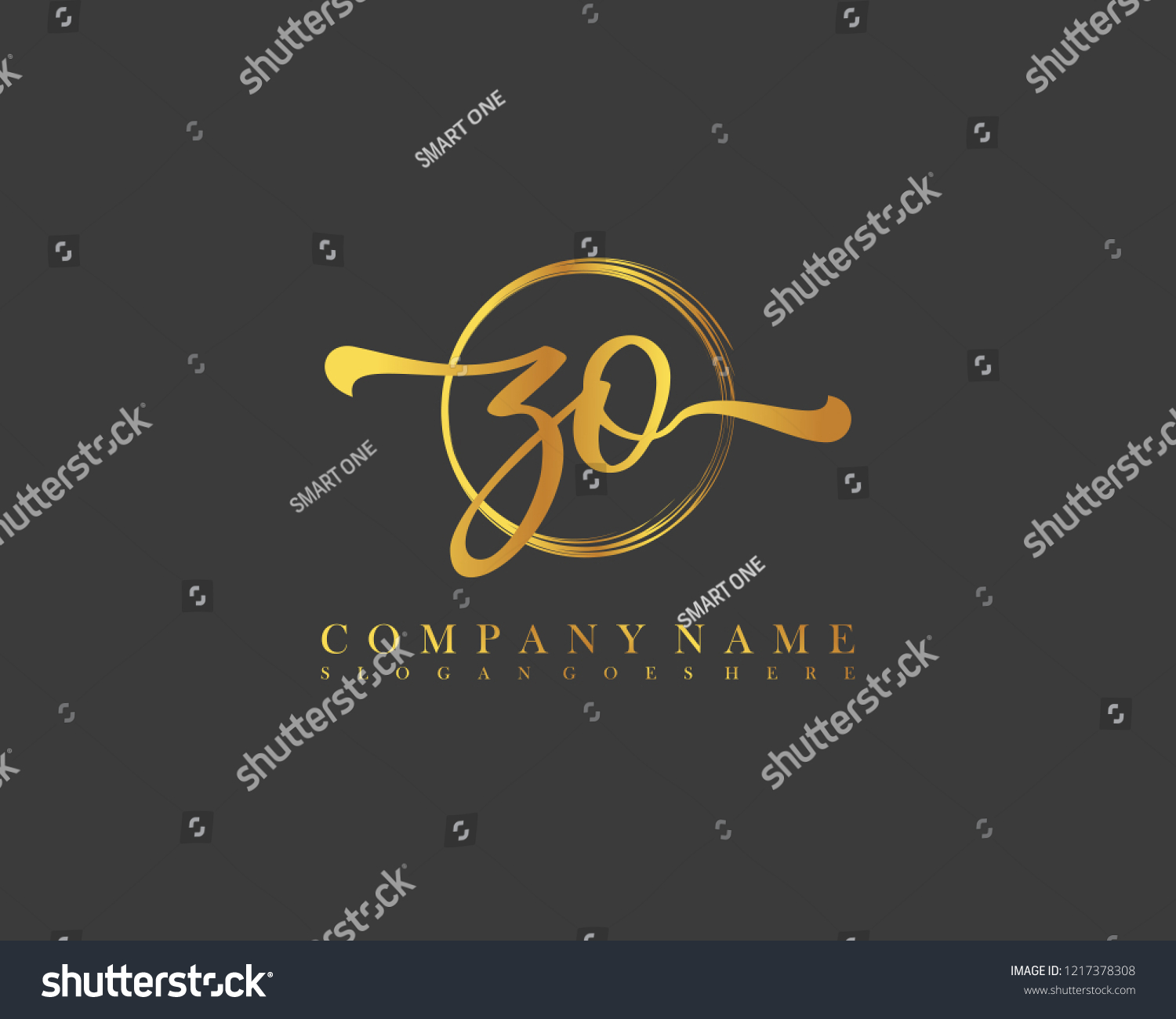 Zo Initial Handwriting Logo Circle Template Stock Vector (Royalty Free) 1217378308