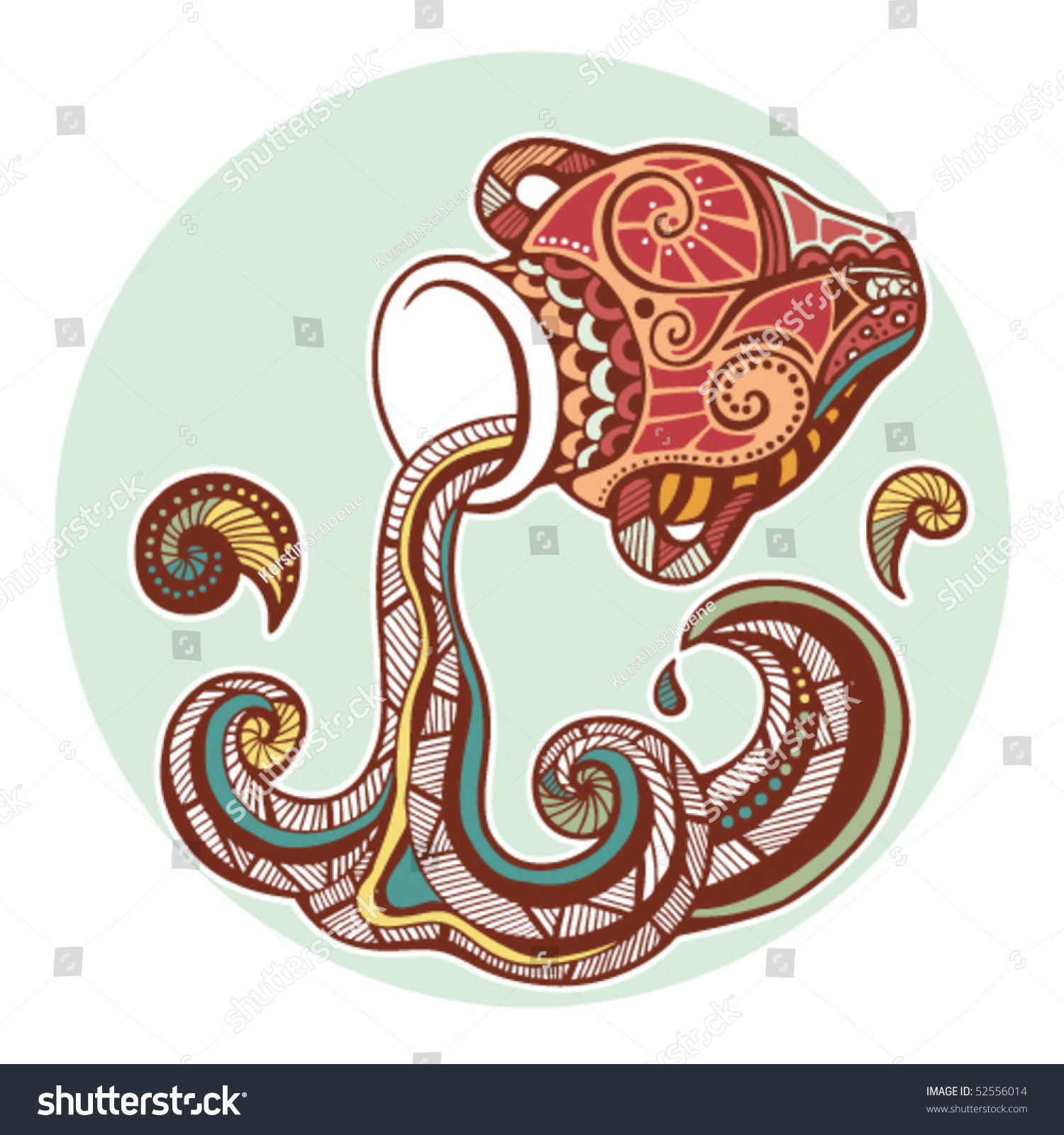 Zodiac Signs Aquarius Colored Stock Vector 52556014 Shutterstock