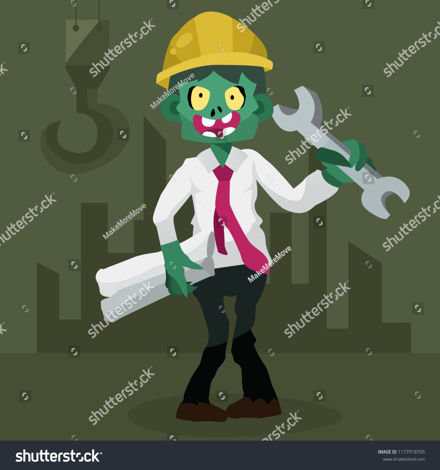 Zombie Engineer Illustration Character Vector Stock Vector (Royalty ...