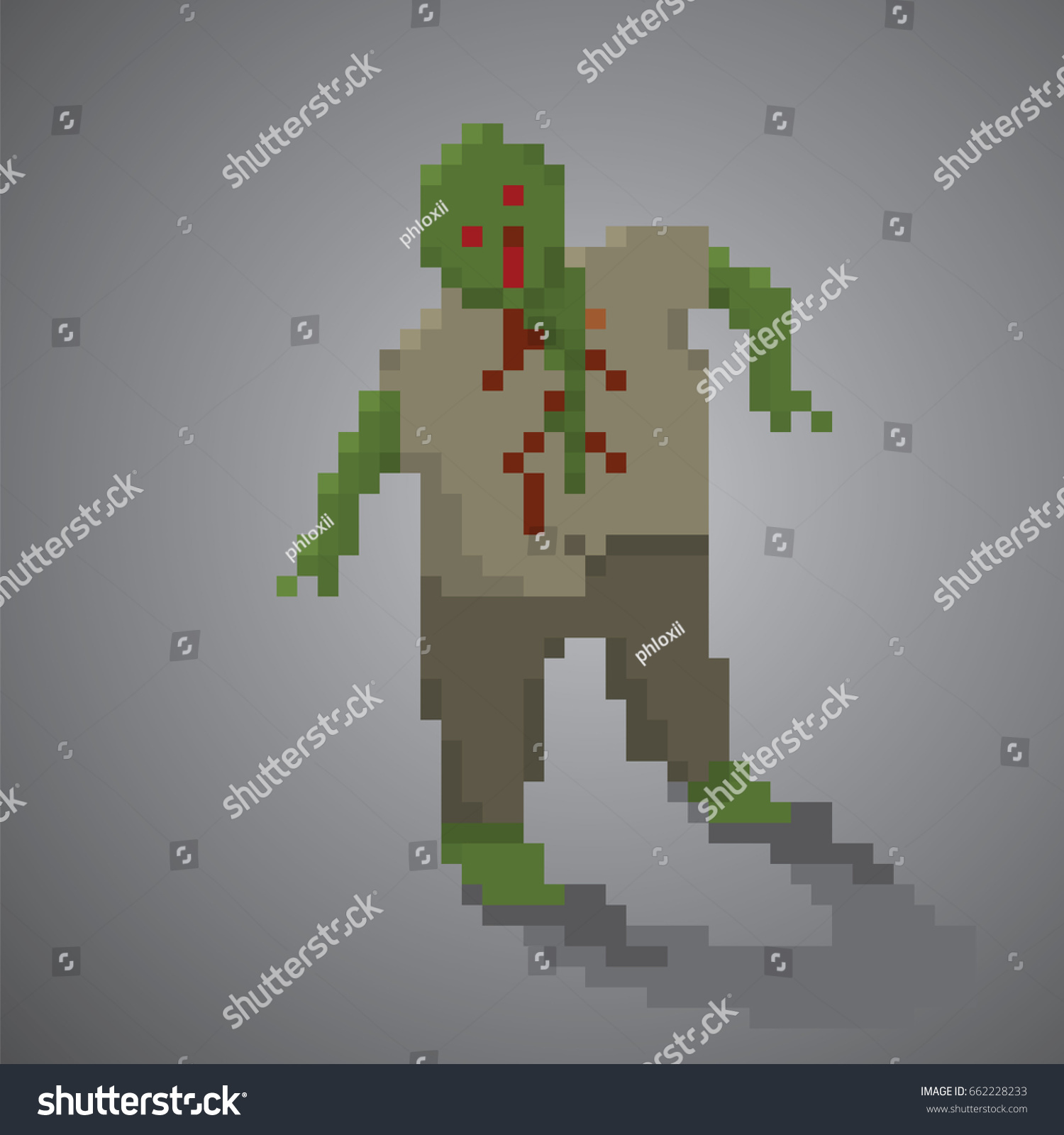 Zombie Fat Man Pixel 8 Bit: vetor stock (livre de direitos) 662228233 ...