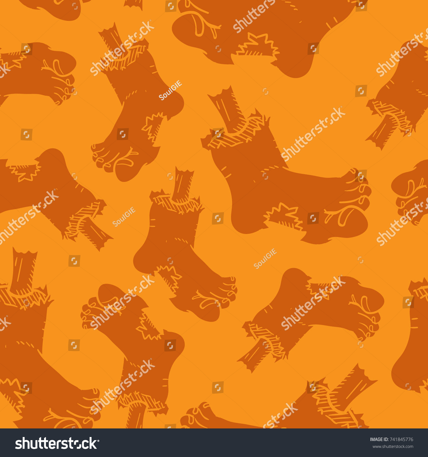 Zombie Foot Seamless Pattern Vector Cartoon Stock Vector (Royalty Free ...