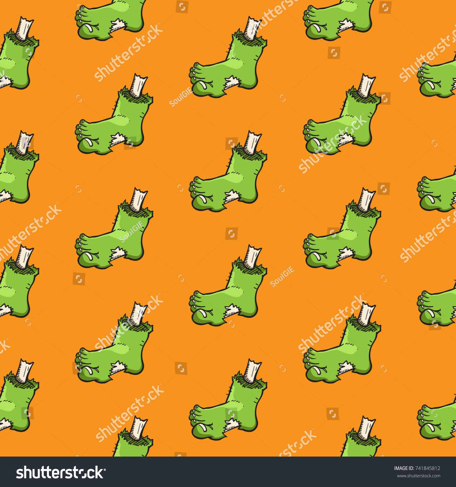 Zombie Foot Seamless Pattern Vector Cartoon Stock Vector (Royalty Free ...