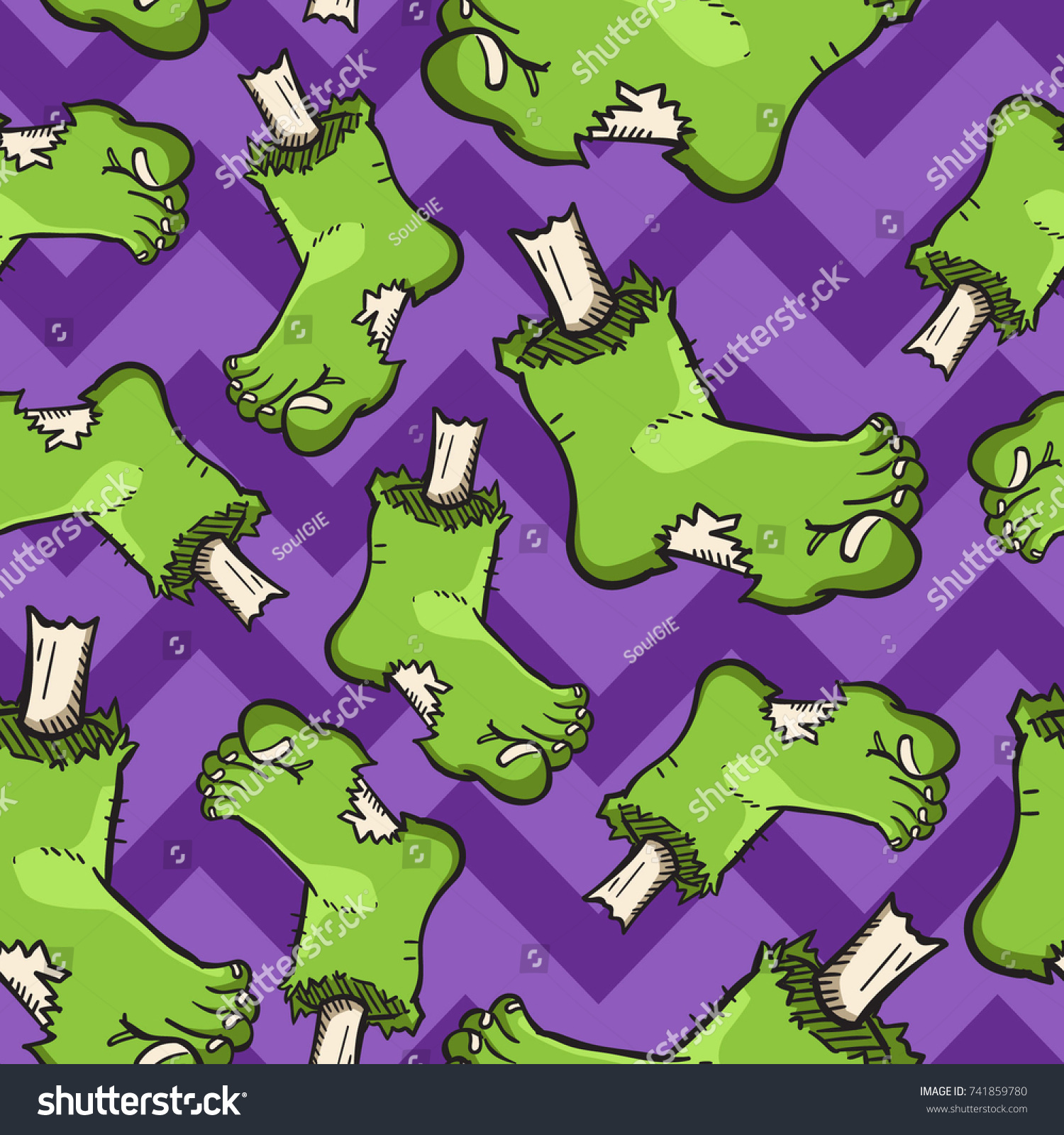 Zombie Foot Seamless Pattern Vector Cartoon Stock Vector (Royalty Free ...