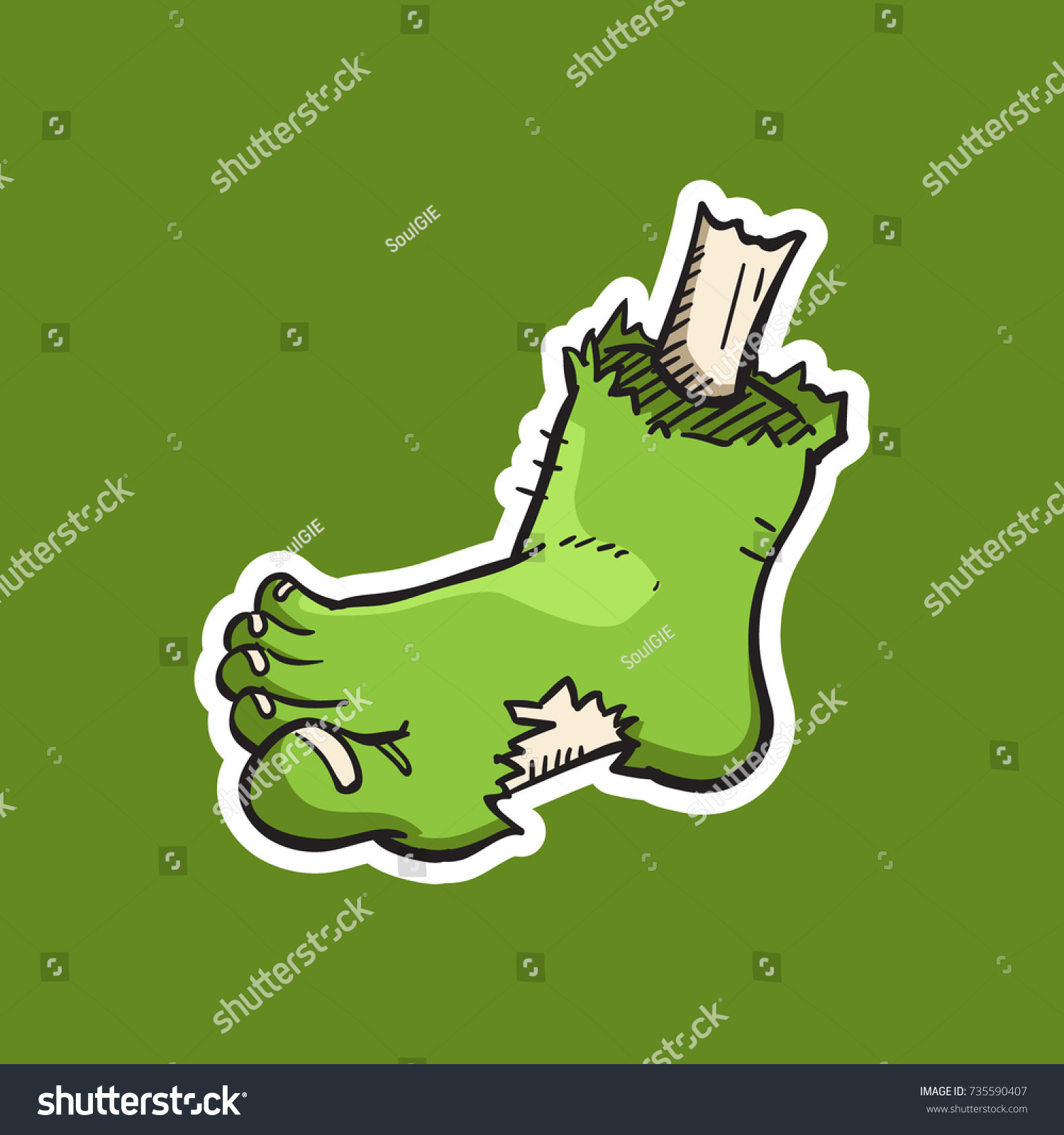 Zombie Foot Vector Cartoon Stock Vector (Royalty Free) 735590407