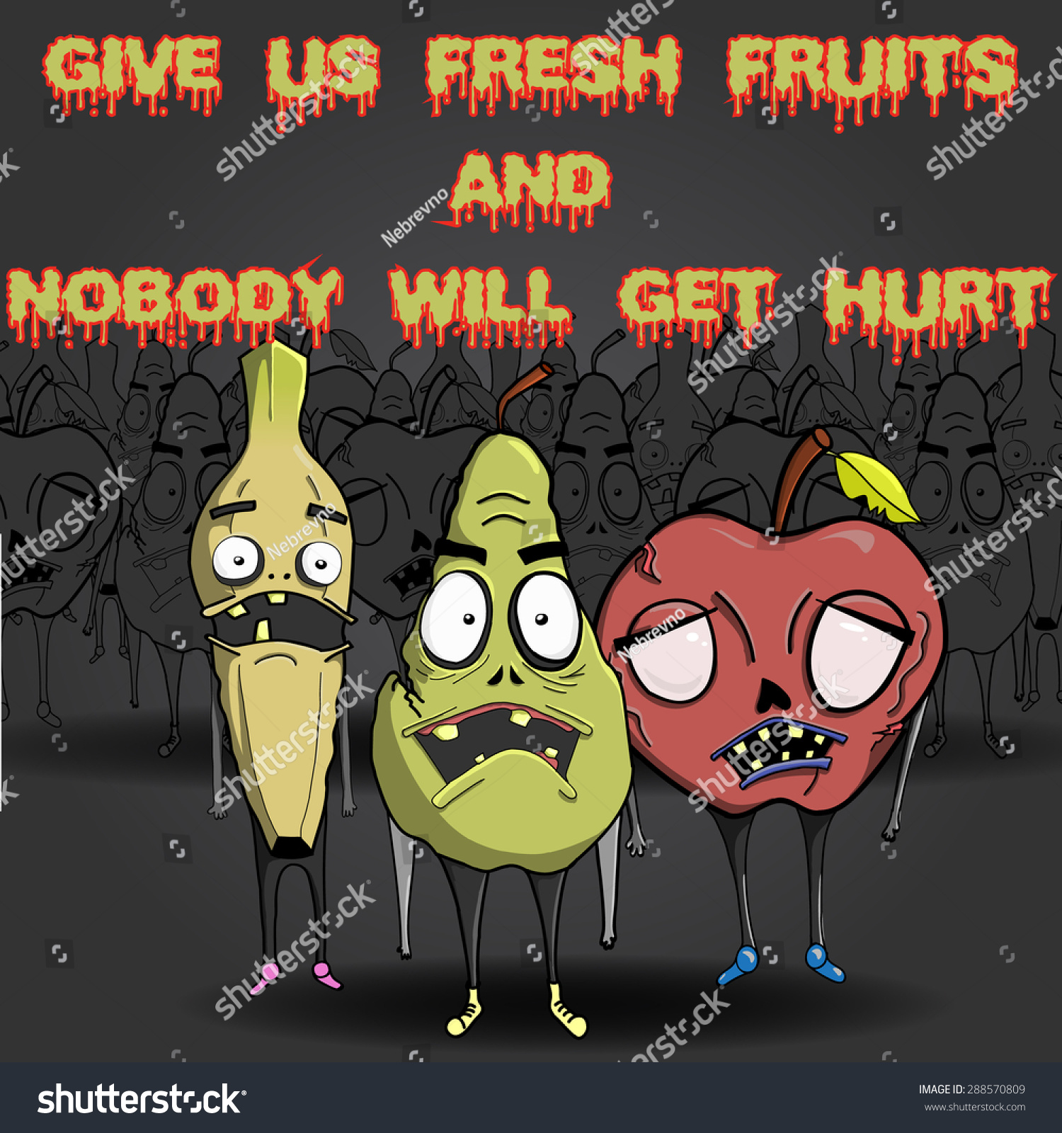 Zombie Fruit Characters Zombie Background Stock Vector (Royalty Free ...