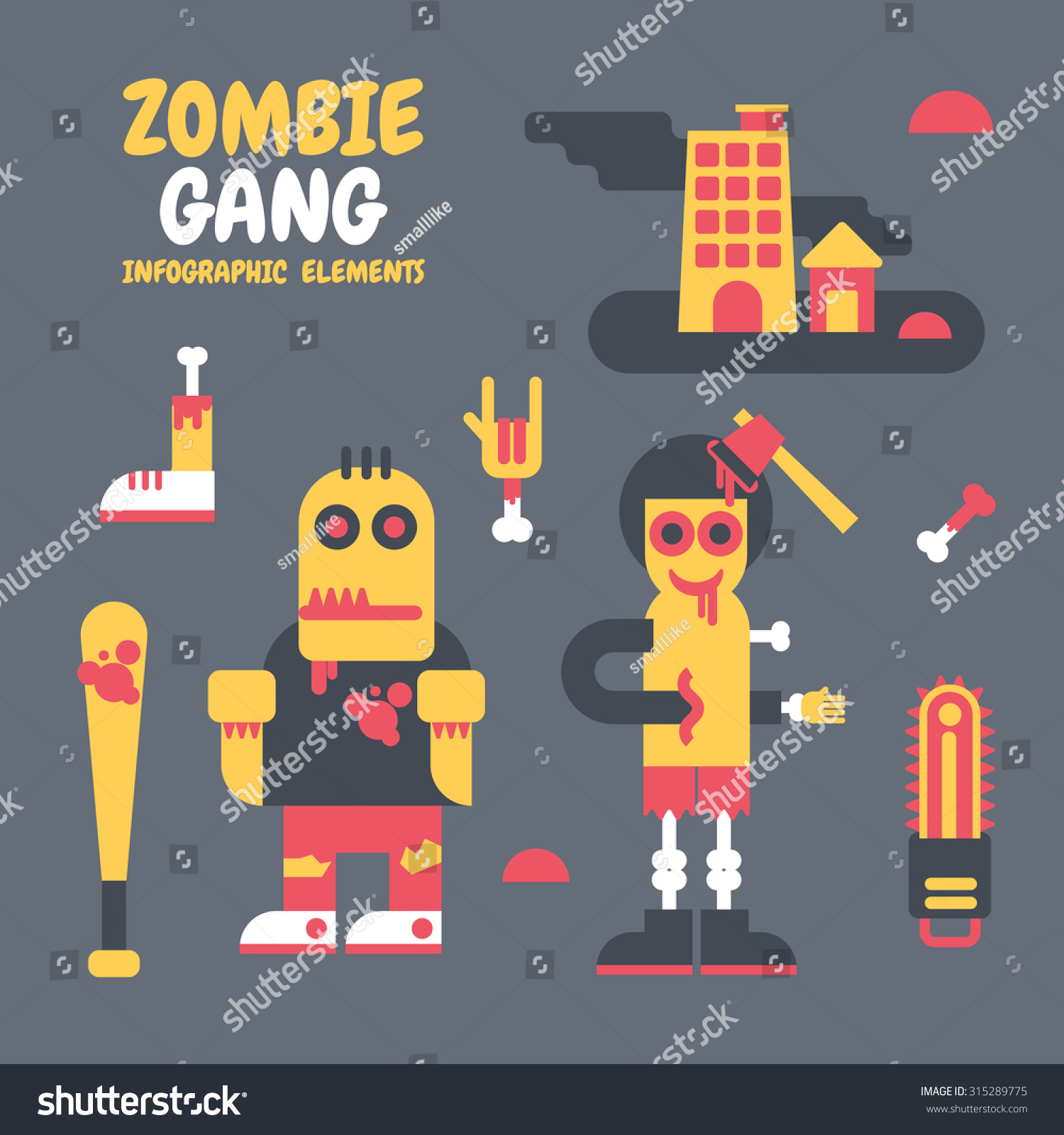 Zombie Gang Vector Illustration Flat Design Stock Vector (Royalty Free ...