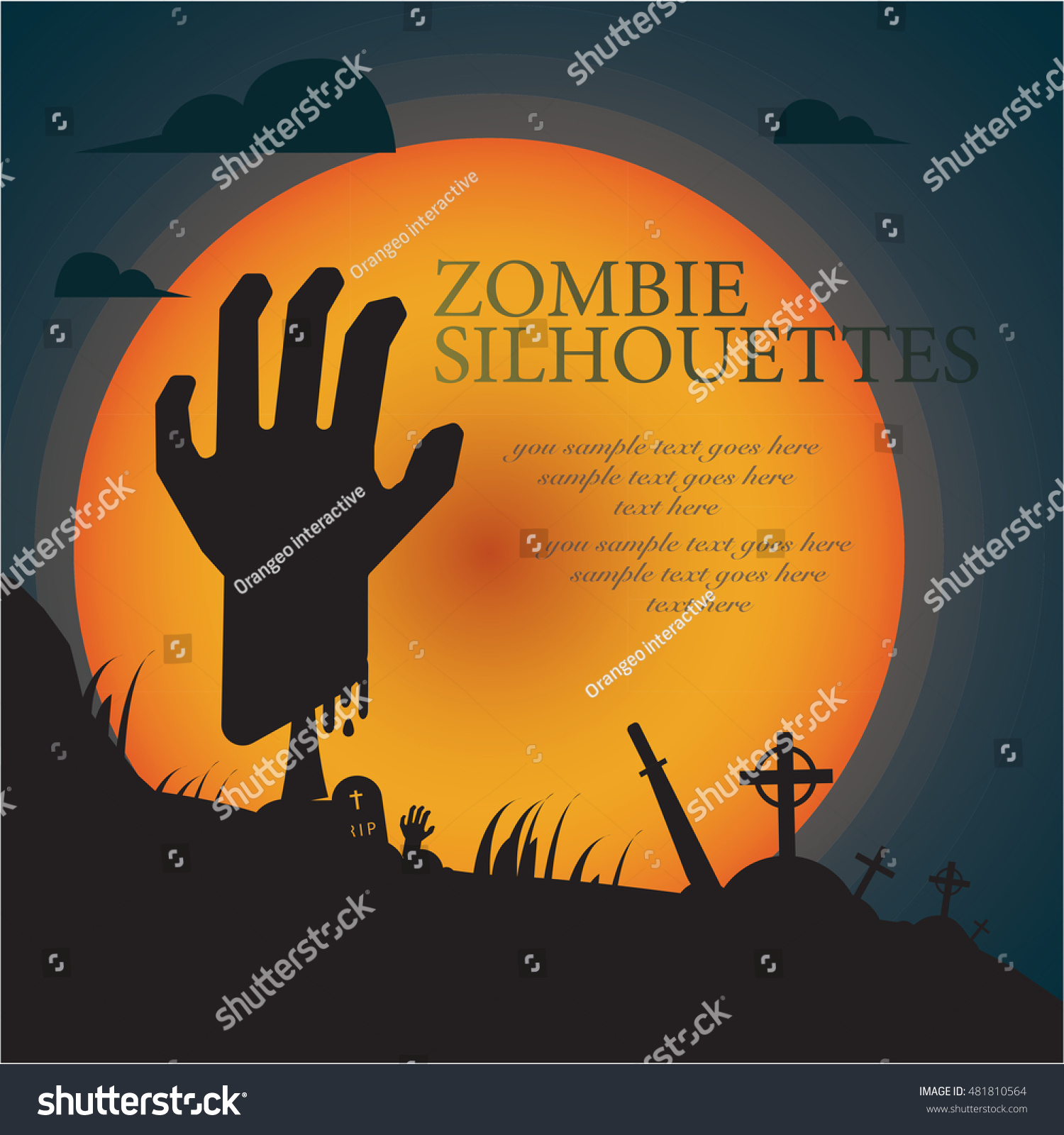 Zombie Greeting Vector Silhouettes Theme Set Stock Vector (Royalty Free ...
