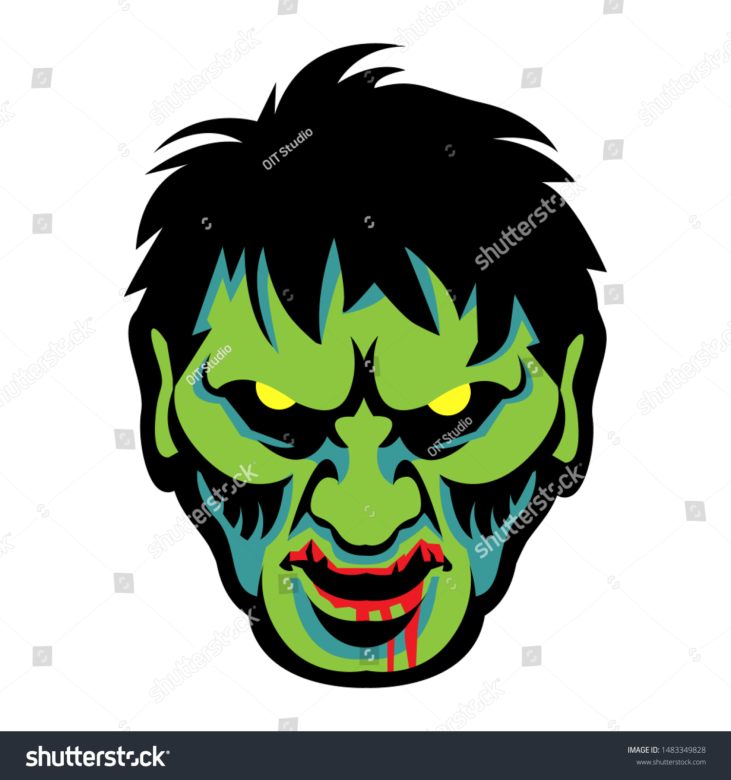 Zombie Head Vector Illustration: vector de stock (libre de regalías ...