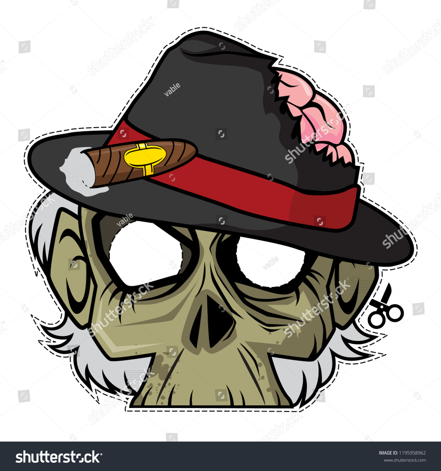 Zombie Paper Mask Vector Design Template Stock Vector (Royalty Free ...