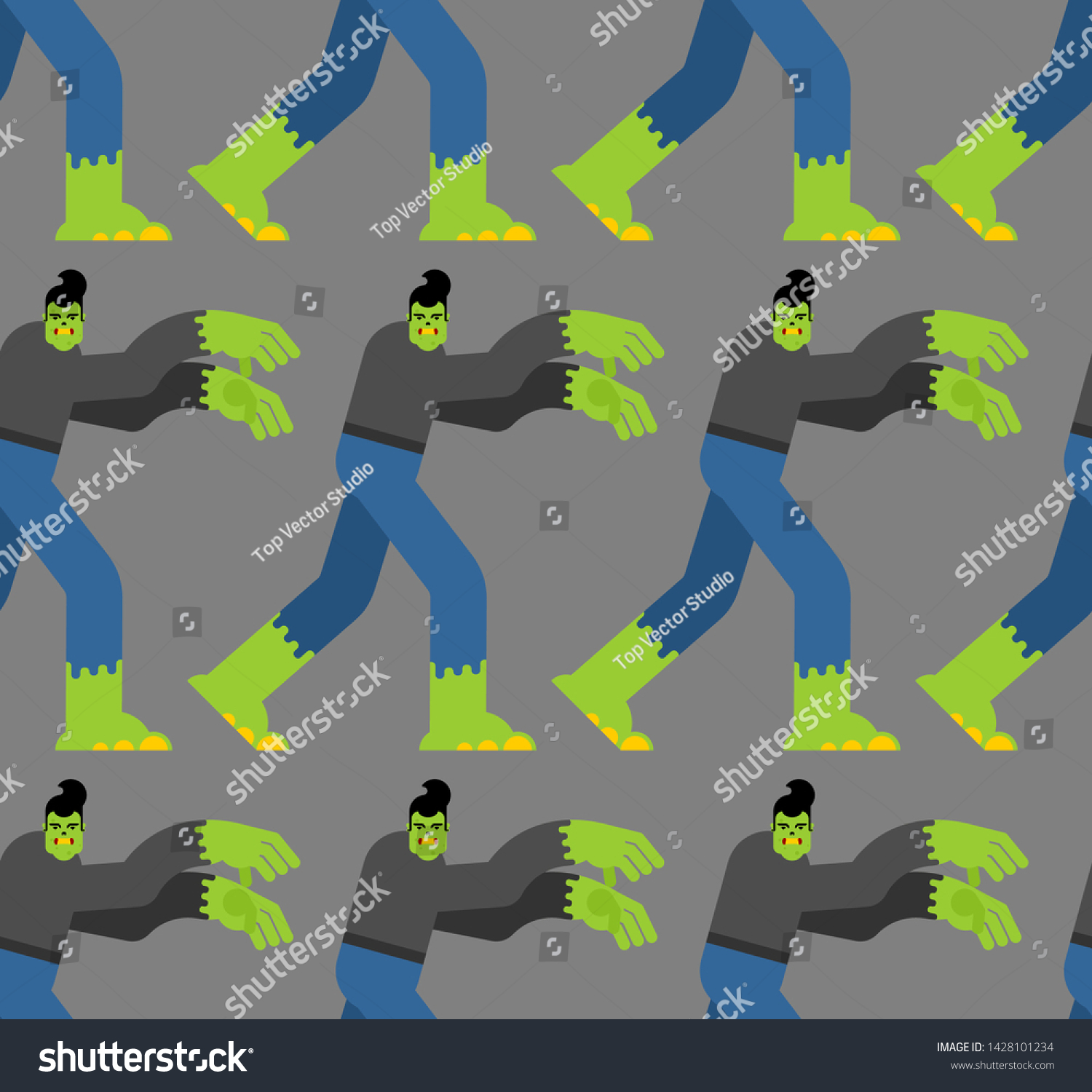 Zombie Pattern Seamless Zombies Background Undead Stock Vector (Royalty ...