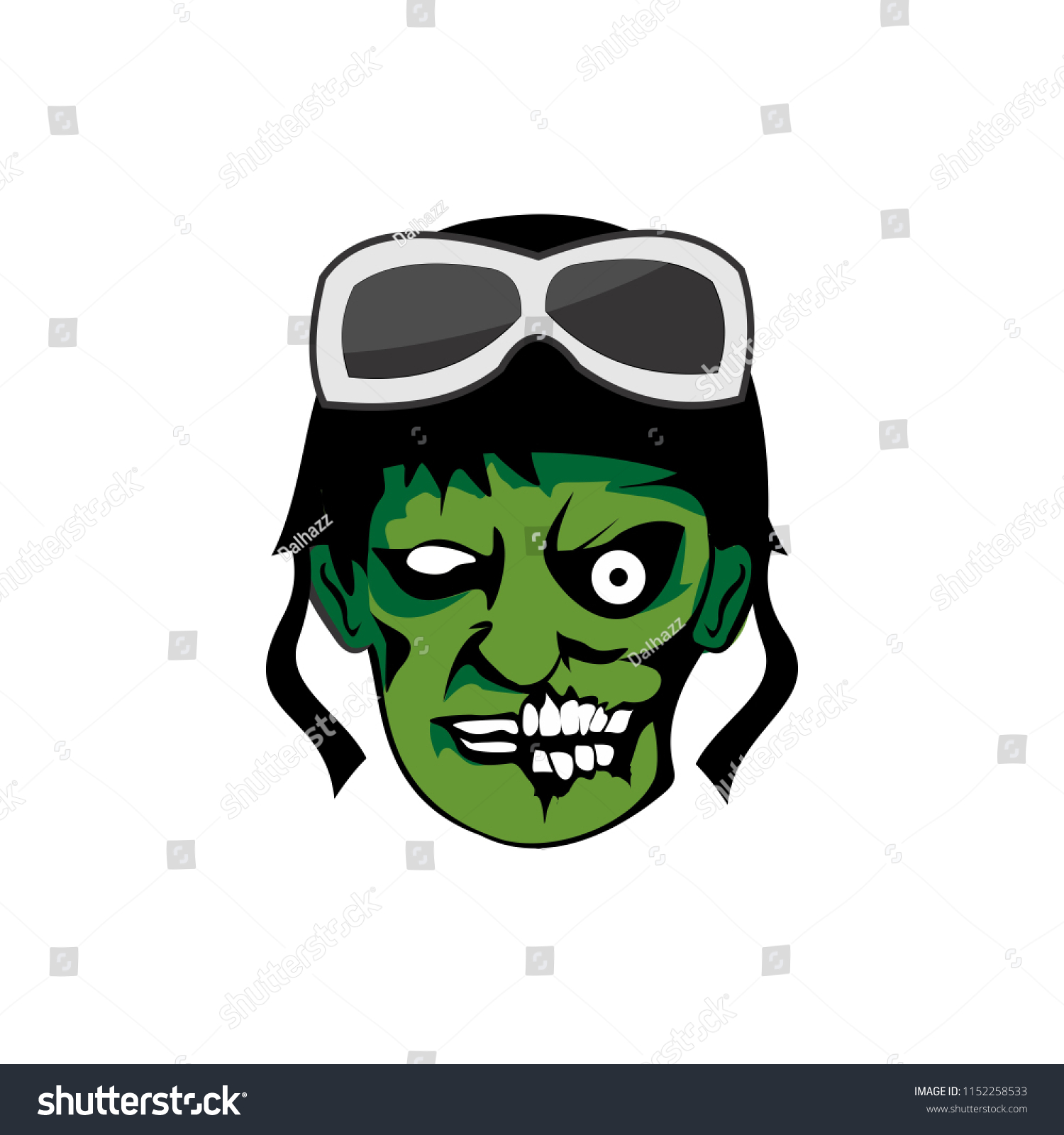 Zombie Pilot Head Vector Stock Vector (Royalty Free) 1152258533