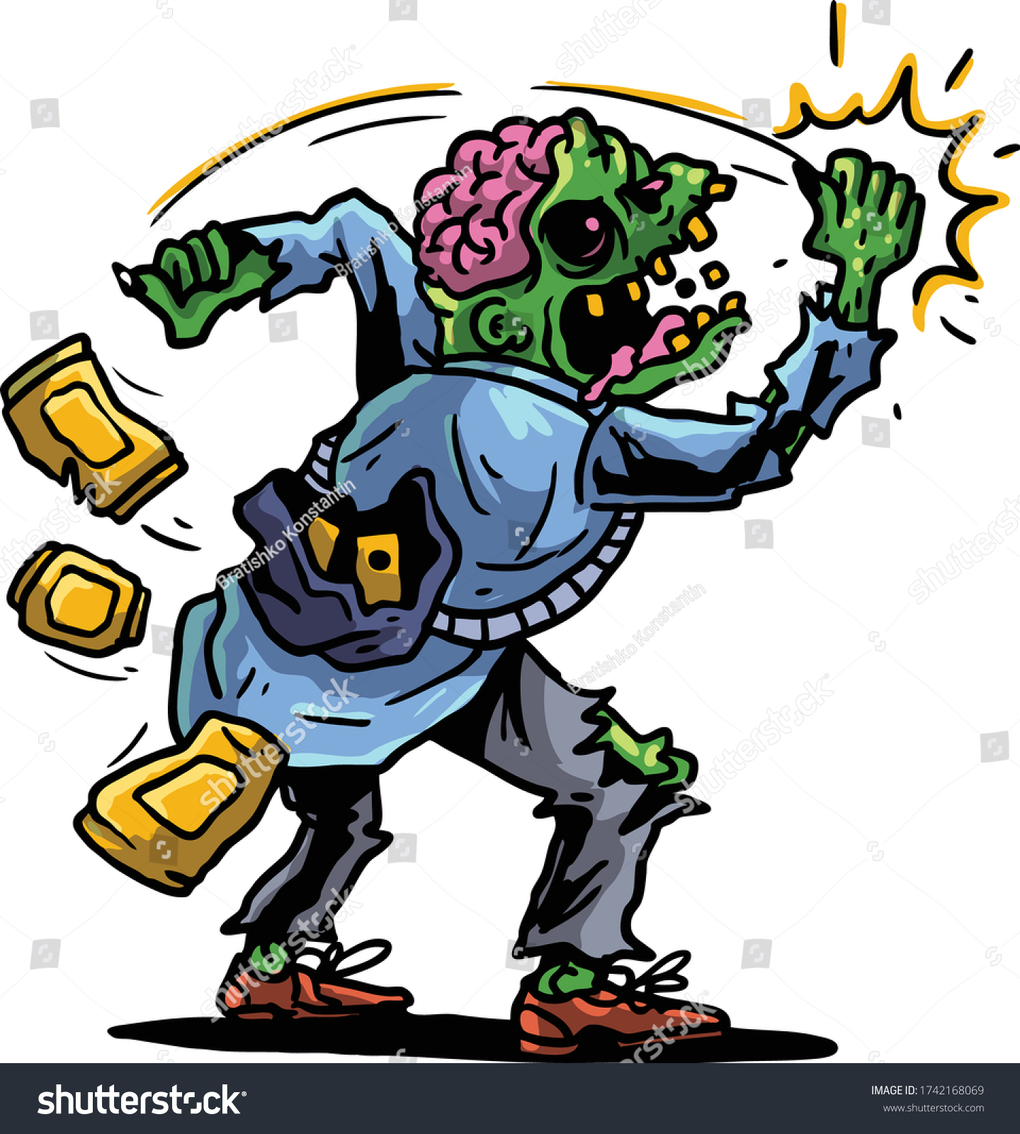 Zombie Postman Knocking Door Stock Vector (Royalty Free) 1742168069 ...