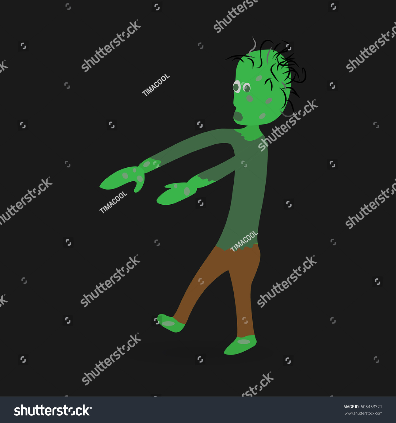 Zombie Walk Vector Illustration Stock Vector (Royalty Free) 605453321
