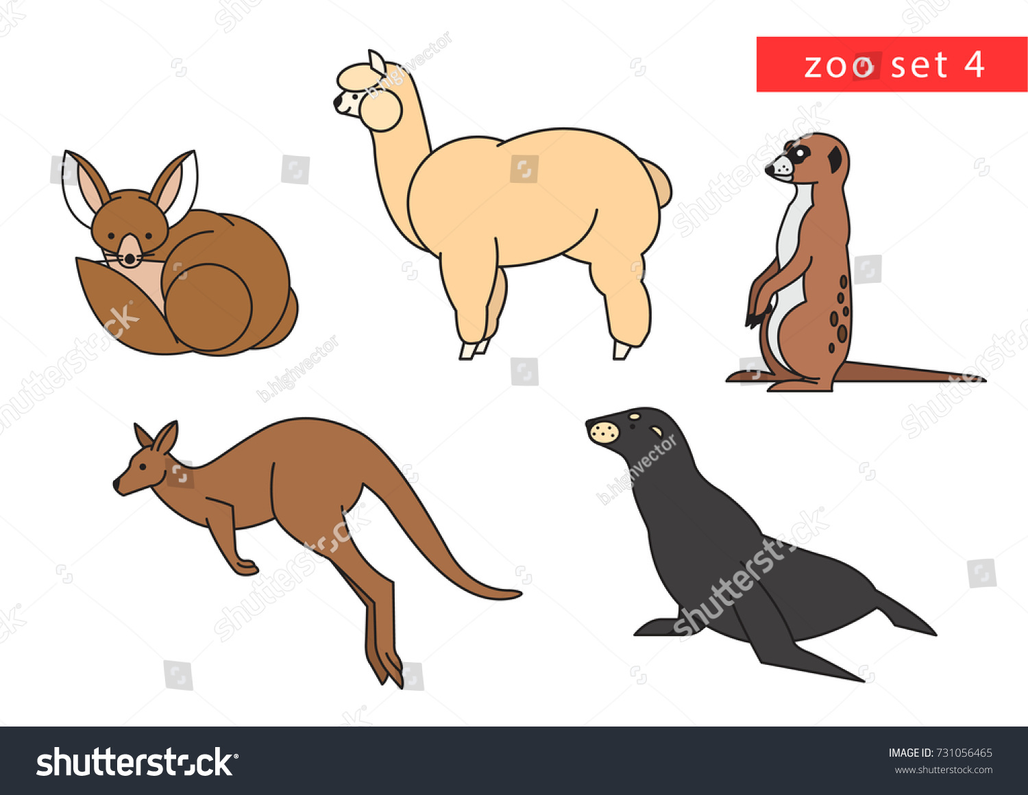 Zoo Animals Vector Icon Logo Set: vector de stock (libre de regalías ...