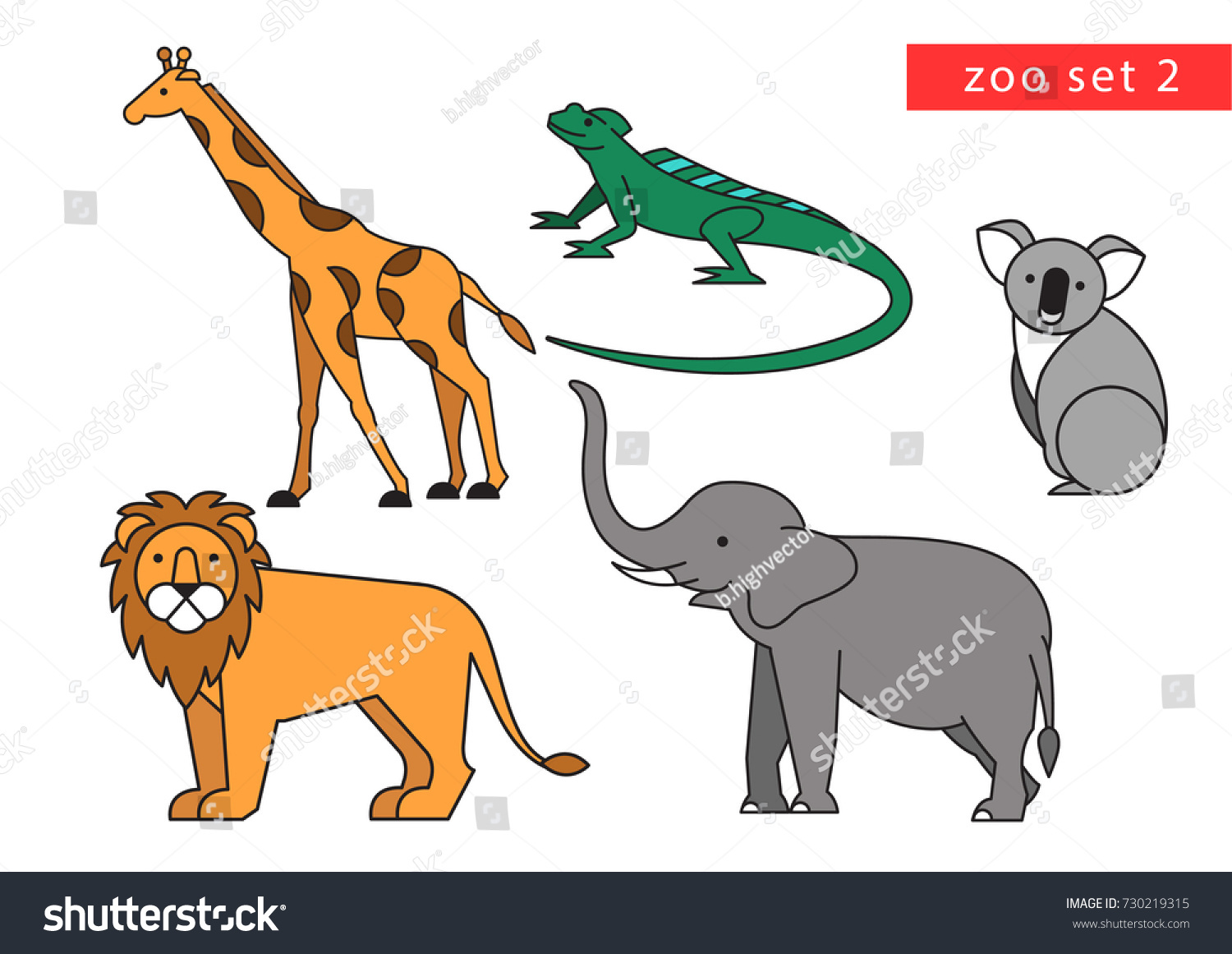 Zoo Animals Vector Logo Icon Set: เวกเตอร์สต็อก (ปลอดค่าลิขสิทธิ์ ...