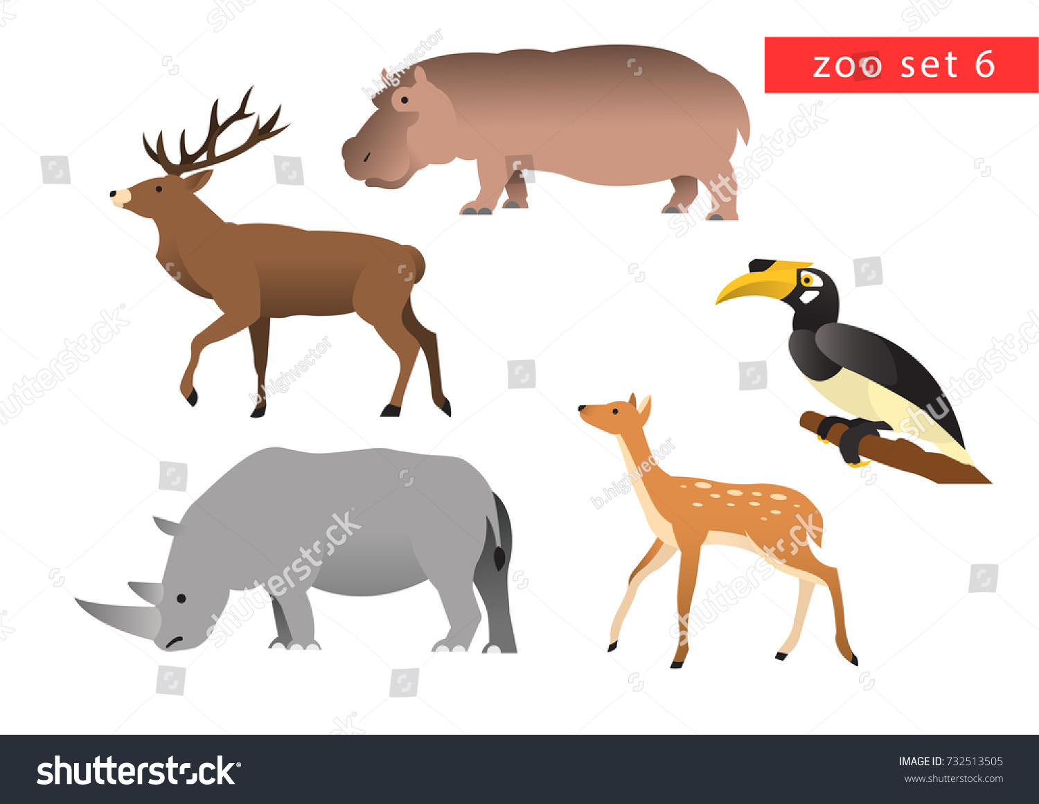 Zoo Animals Vector Logo Icon Set: vector de stock (libre de regalías ...
