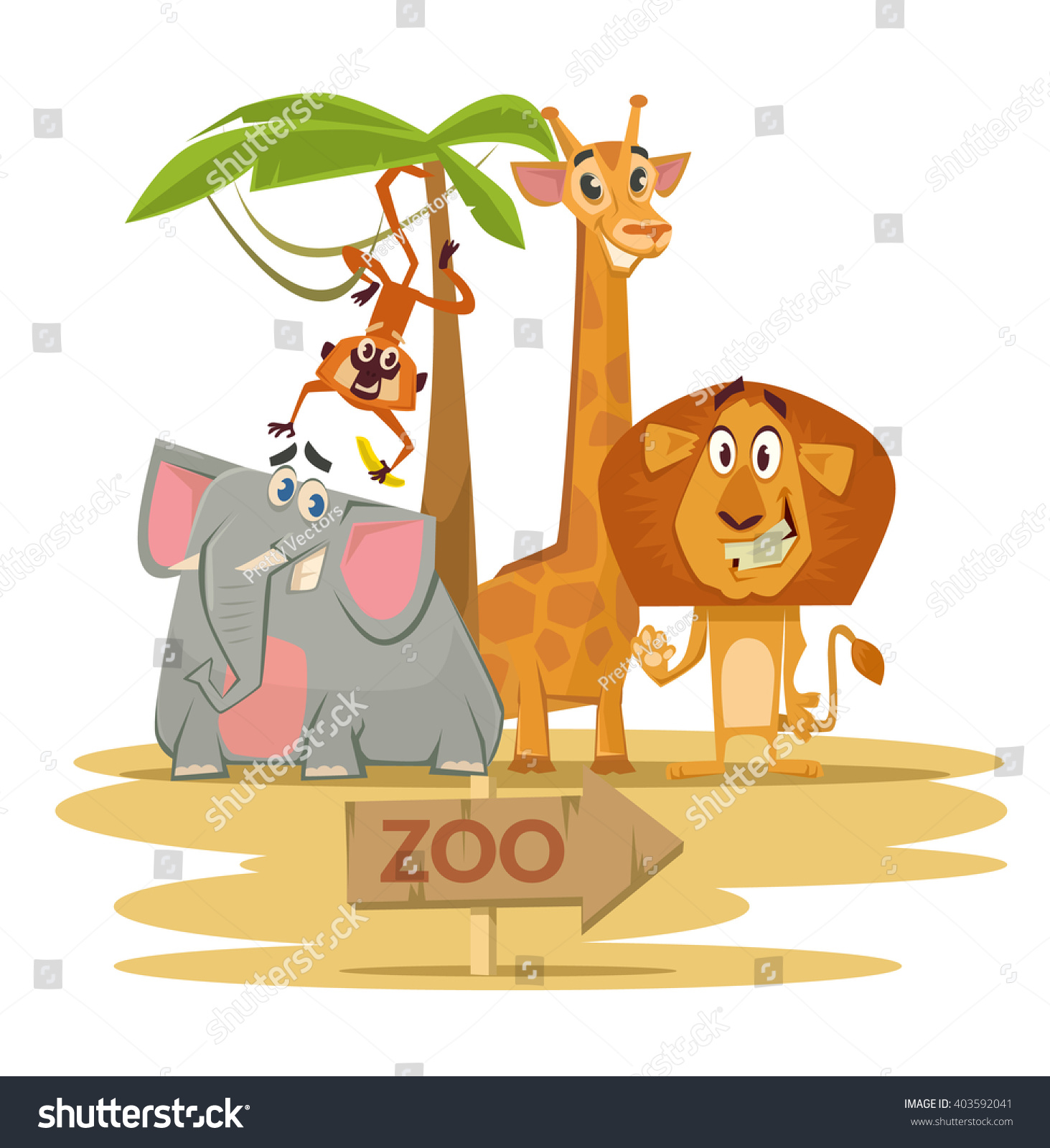 Zoo Vector Flat Cartoon Illustration: vetor stock (livre de direitos ...