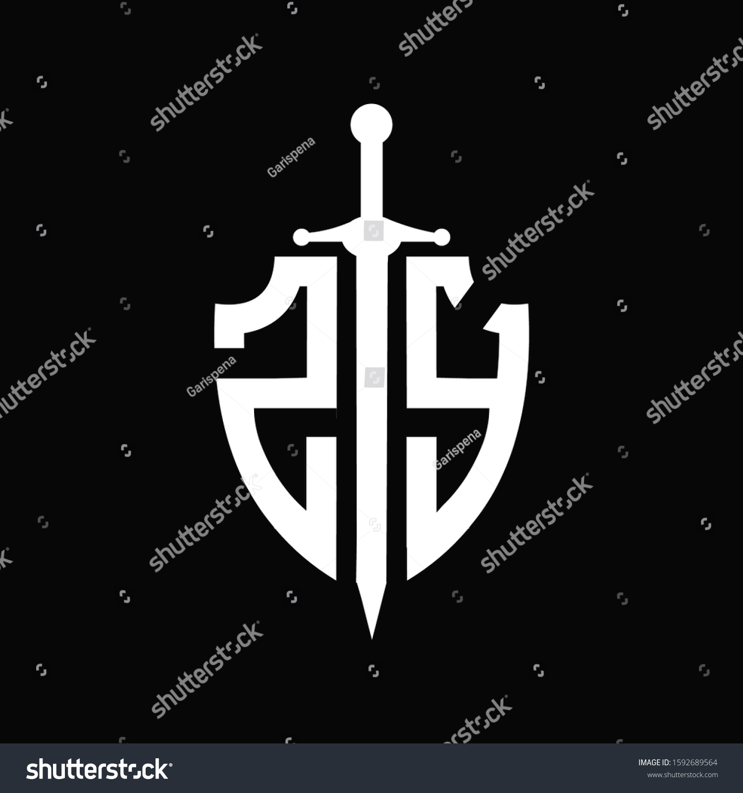 Zy Logo Shield Shape Sword Stock Vector (Royalty Free) 1592689564 ...